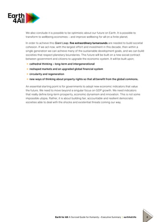 Earth4All: A Survival Guide for Humanity - Executive Summary | PDF