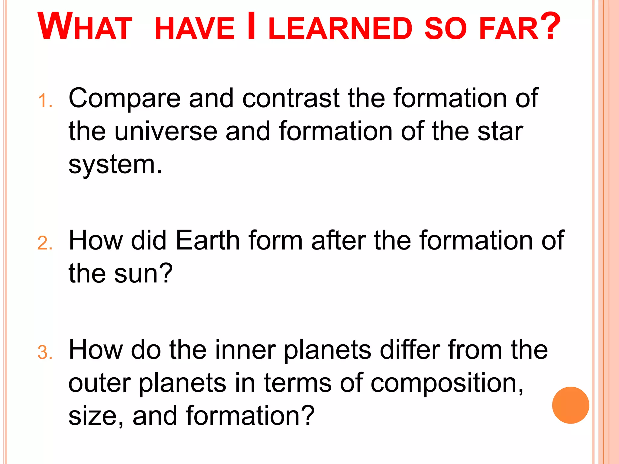 Earth and life Science (Origin of the Universe and Star System, Earth ...