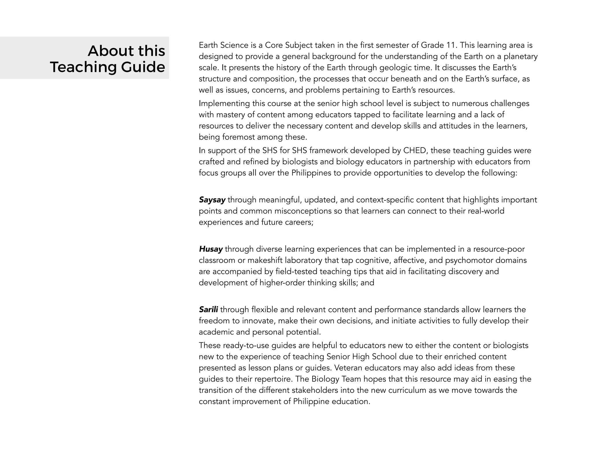 EARTH AND LIFE SCIENCE .pdf SHS MDOULE AND GUIDE | PDF