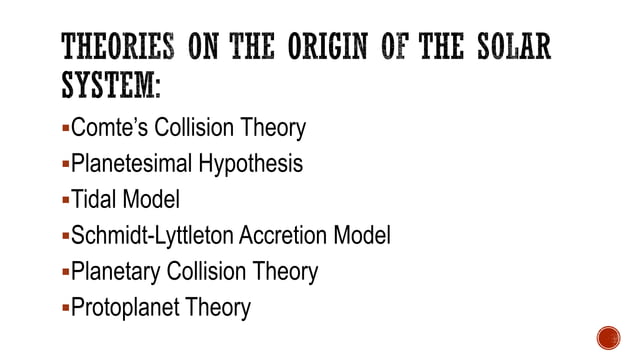 Earth and Life Science - Theories on the Origin of the Solar System ...