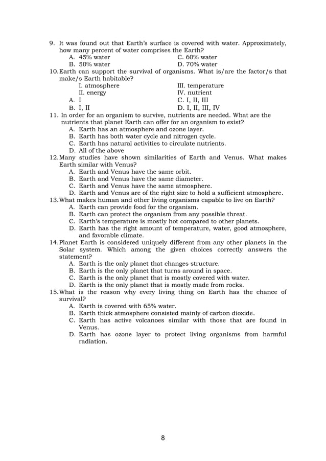 Earth and Life Science, Module 1.pdf | Educational Assessment | Education