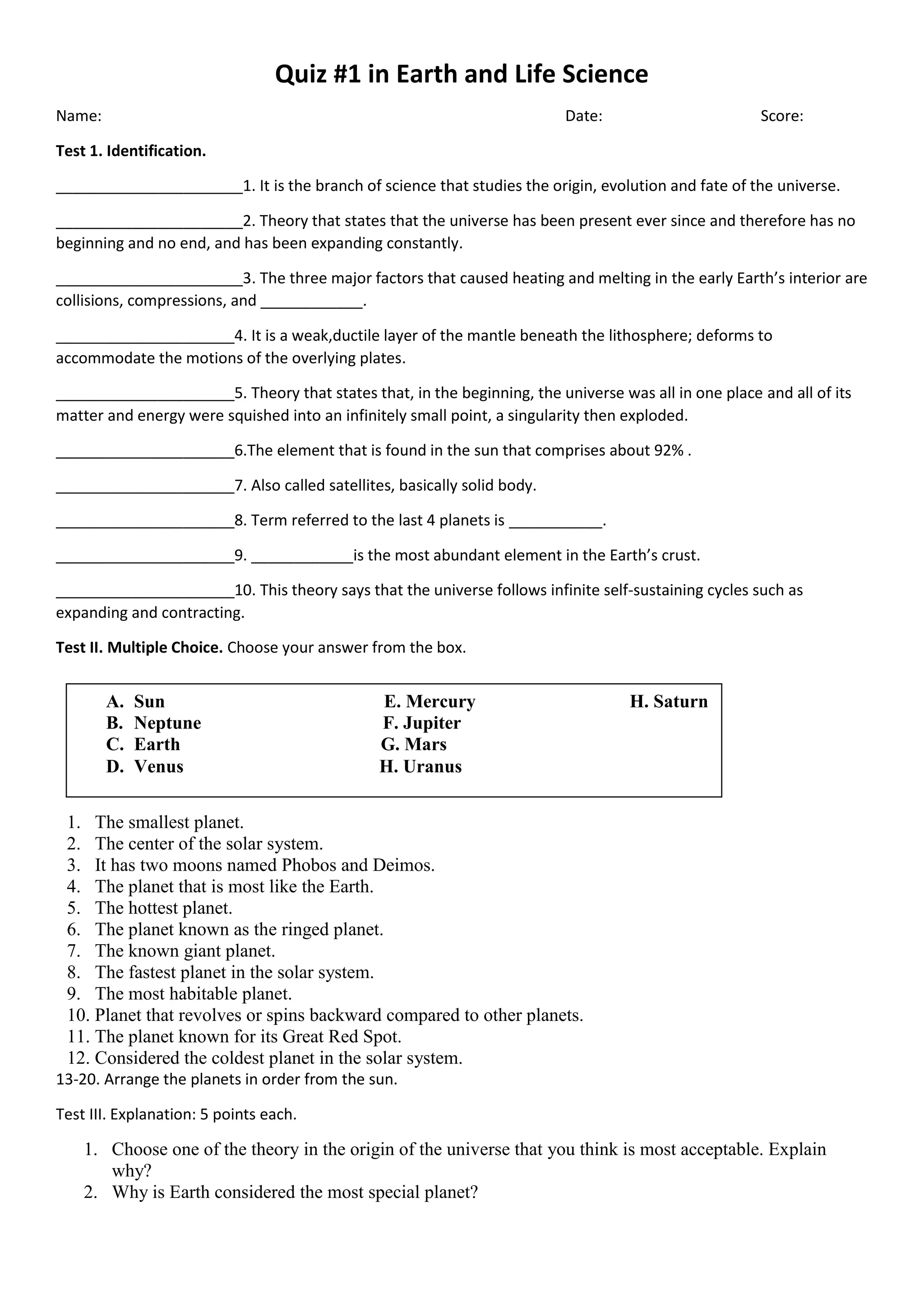Earth and Life Science Quiz #1.docx