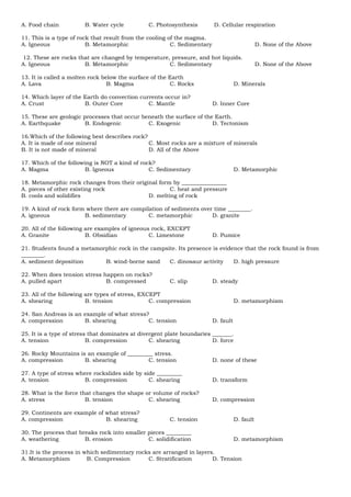 earth and life sciences First Quarter Exam.docx