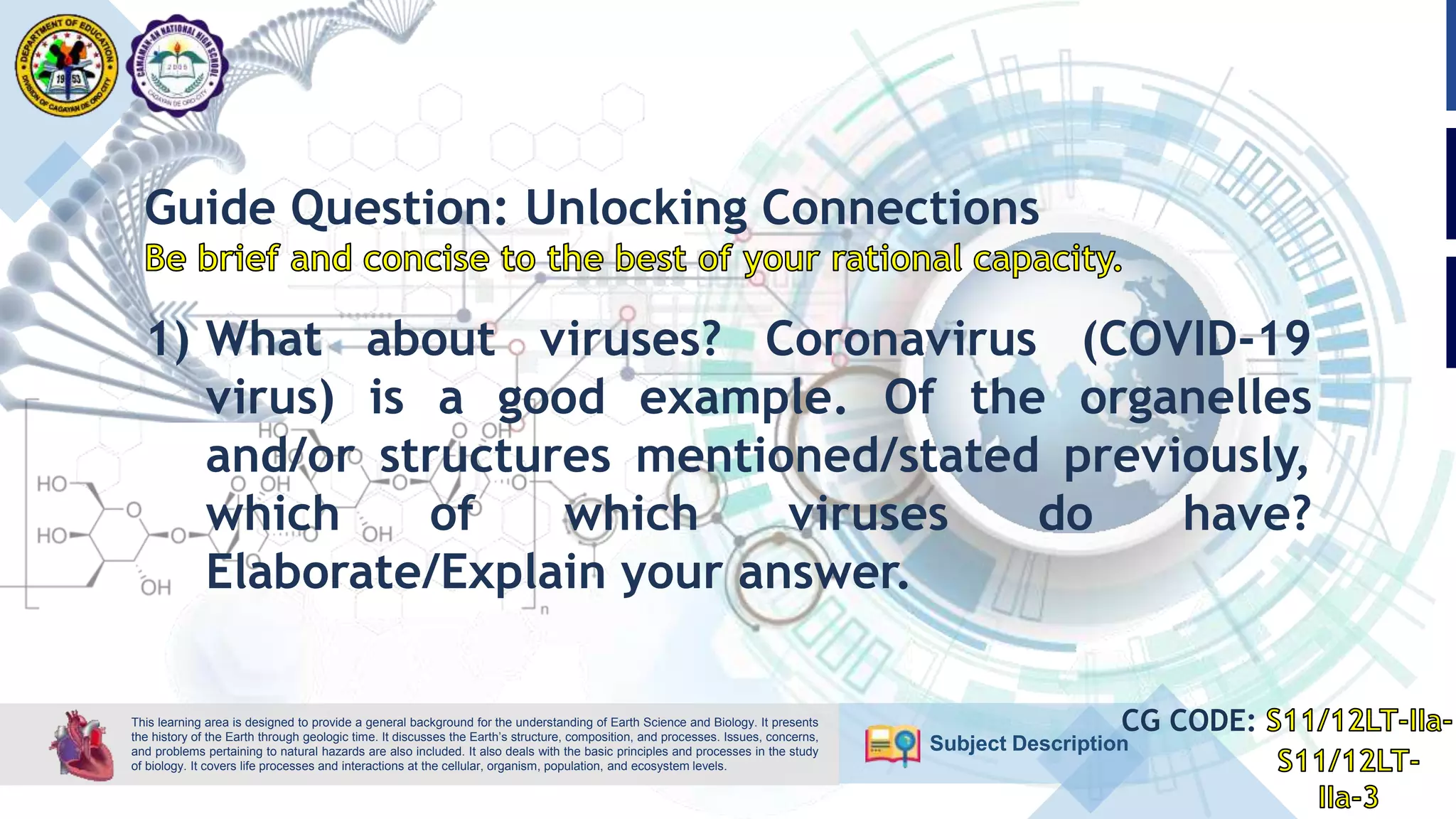 Earth and Life Sciences, MELCs (S11_12LT-IIa-1 and IIa-3) | PPTX