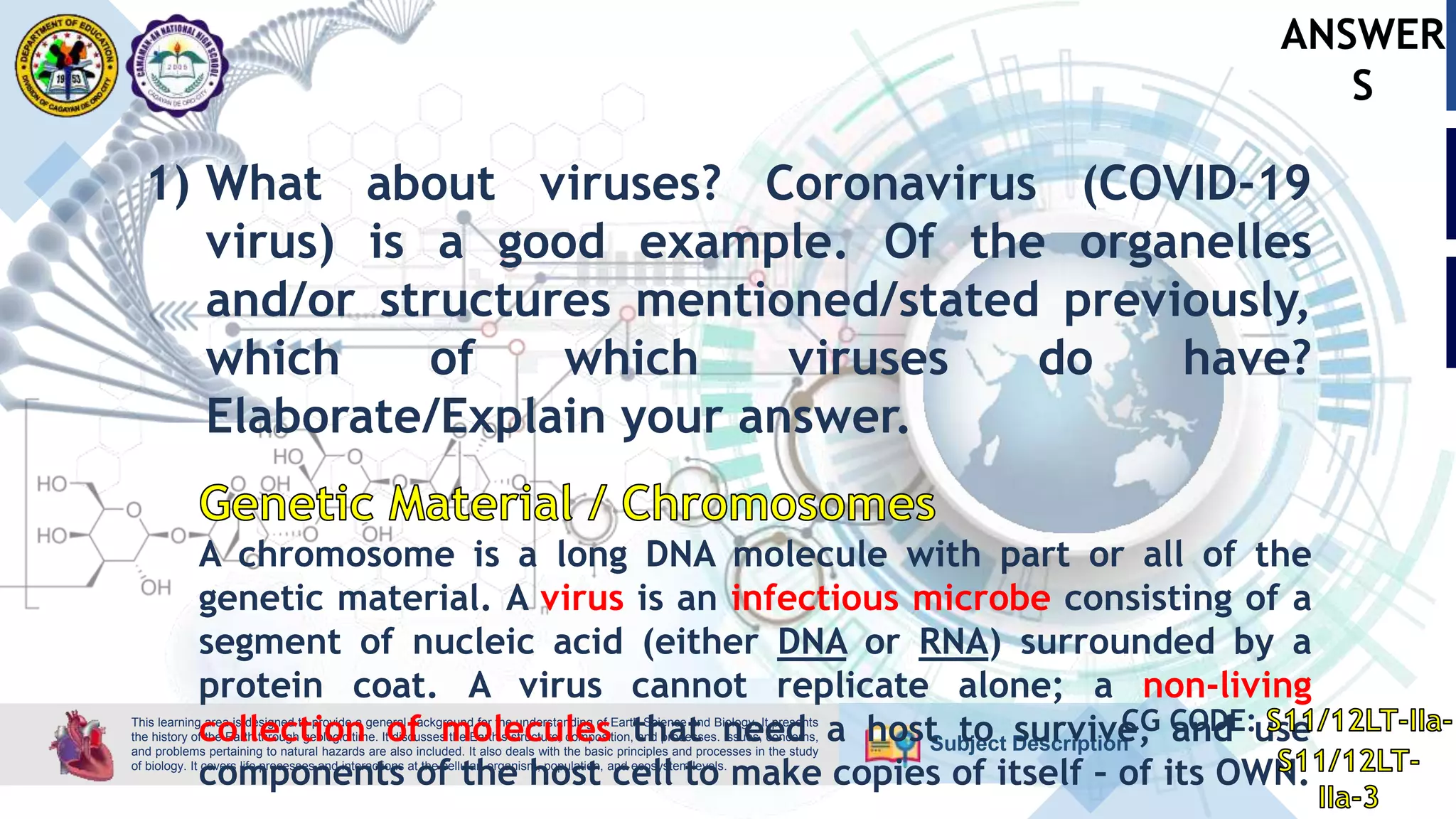 Earth and Life Sciences, MELCs (S11_12LT-IIa-1 and IIa-3) | PPTX