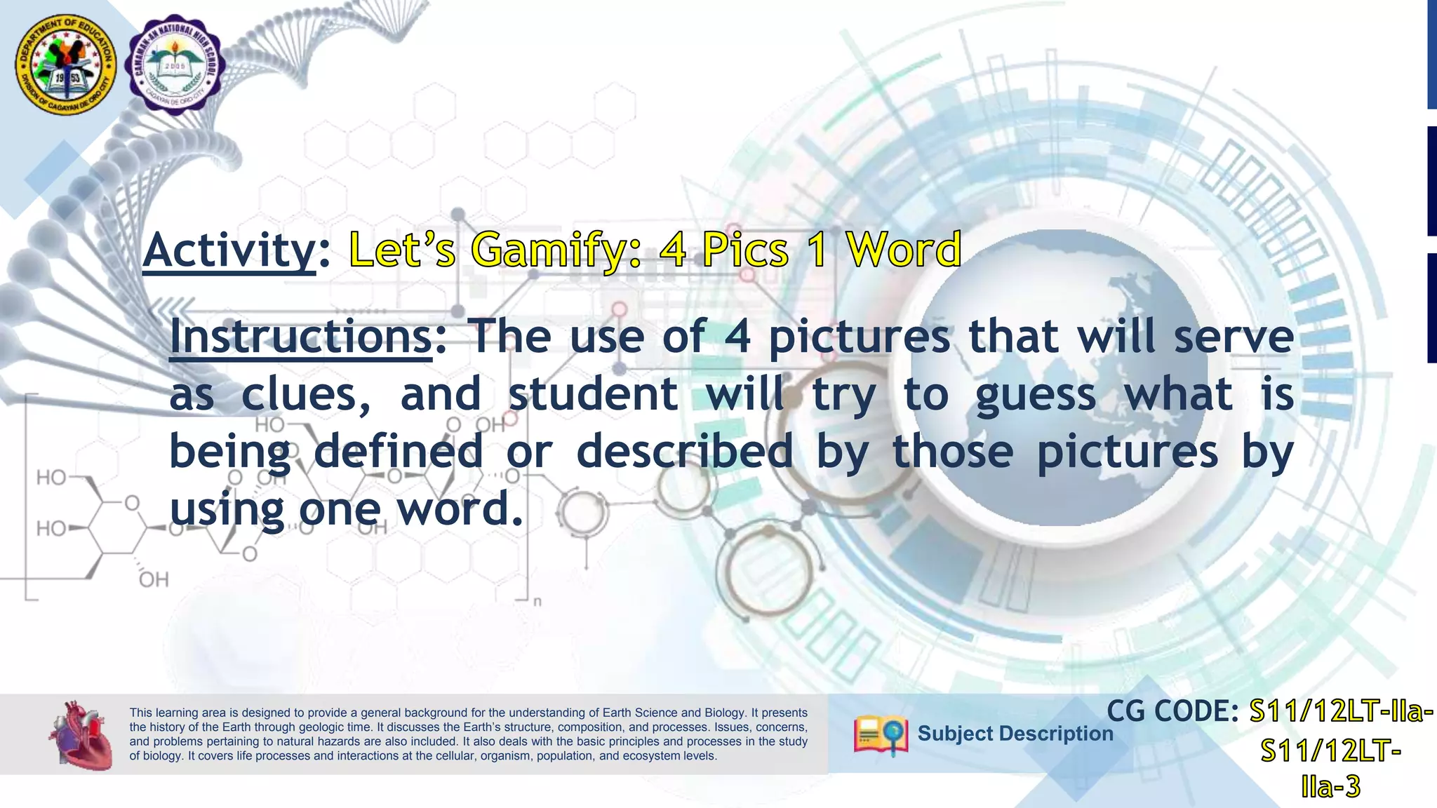 Earth and Life Sciences, MELCs (S11_12LT-IIa-1 and IIa-3) | PPTX