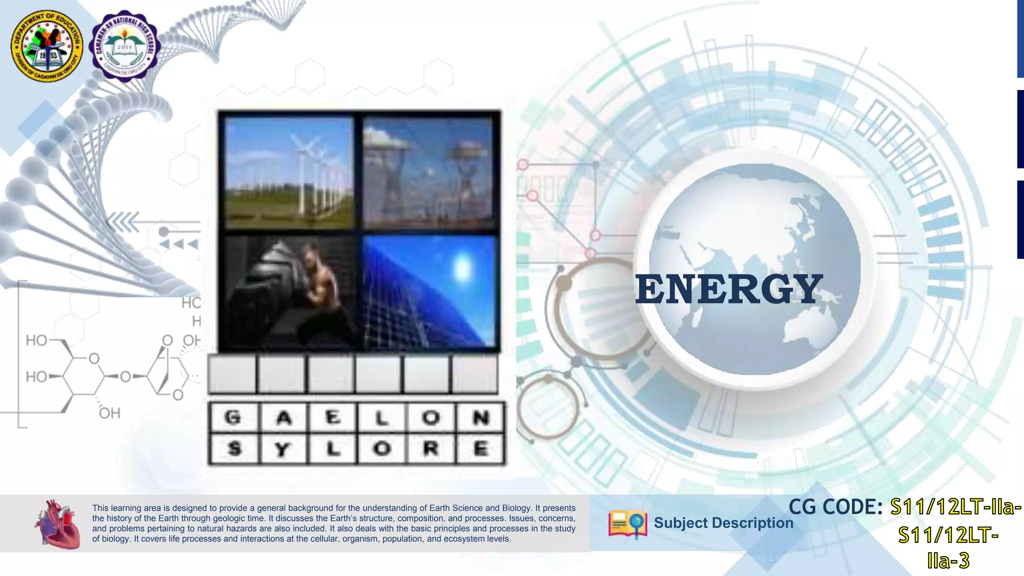 Earth and Life Sciences, MELCs (S11_12LT-IIa-1 and IIa-3) | PPTX