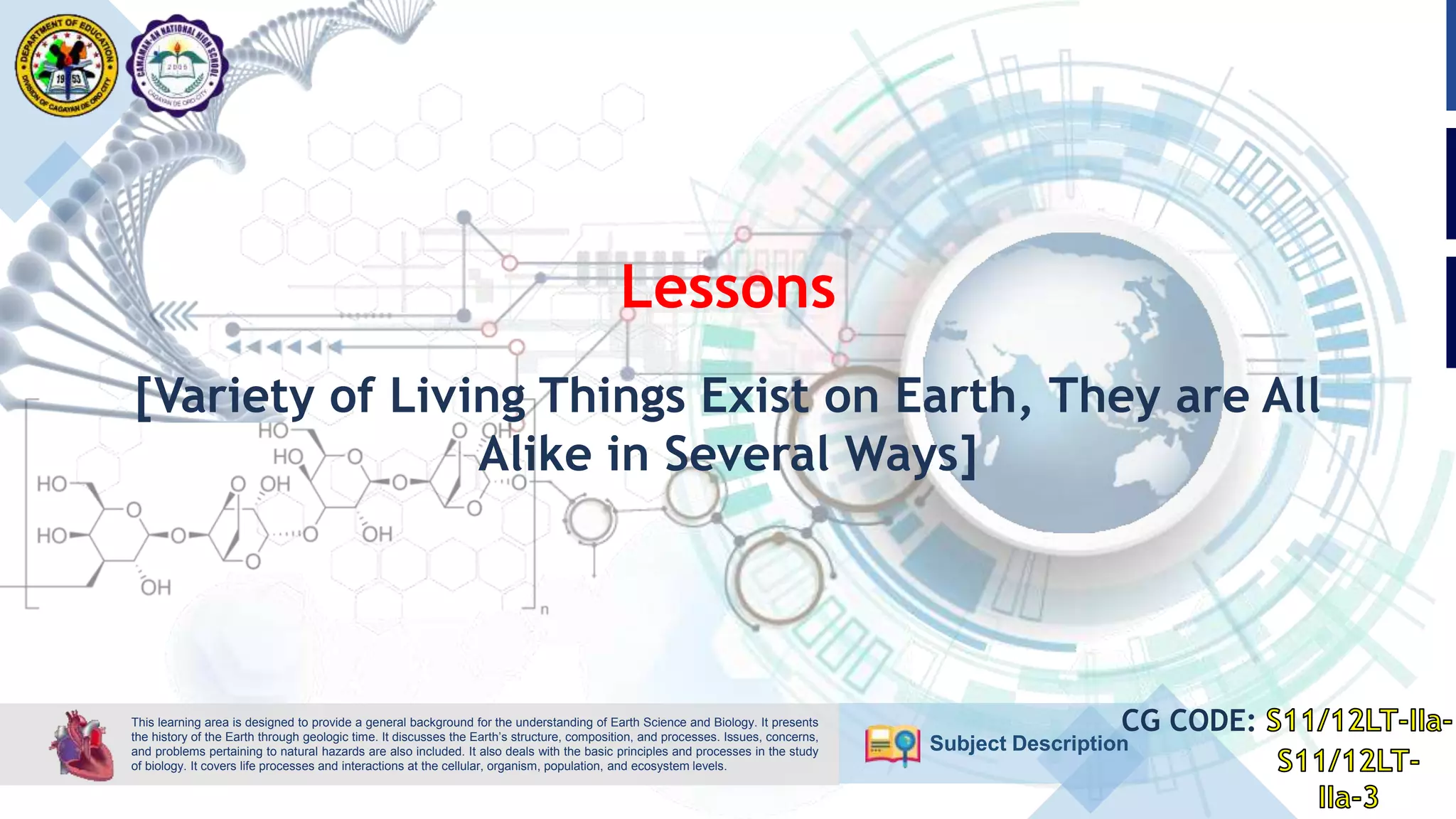 Earth and Life Sciences, MELCs (S11_12LT-IIa-1 and IIa-3) | PPTX