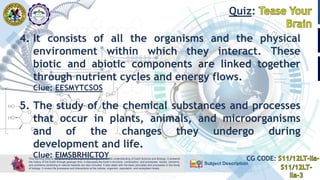 Earth and Life Sciences, MELCs (S11_12LT-IIa-1 and IIa-3) | PPTX