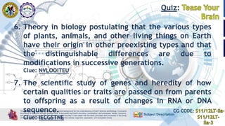 Earth and Life Sciences, MELCs (S11_12LT-IIa-1 and IIa-3) | PPTX