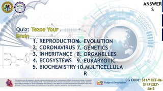 Earth and Life Sciences, MELCs (S11_12LT-IIa-1 and IIa-3) | PPTX
