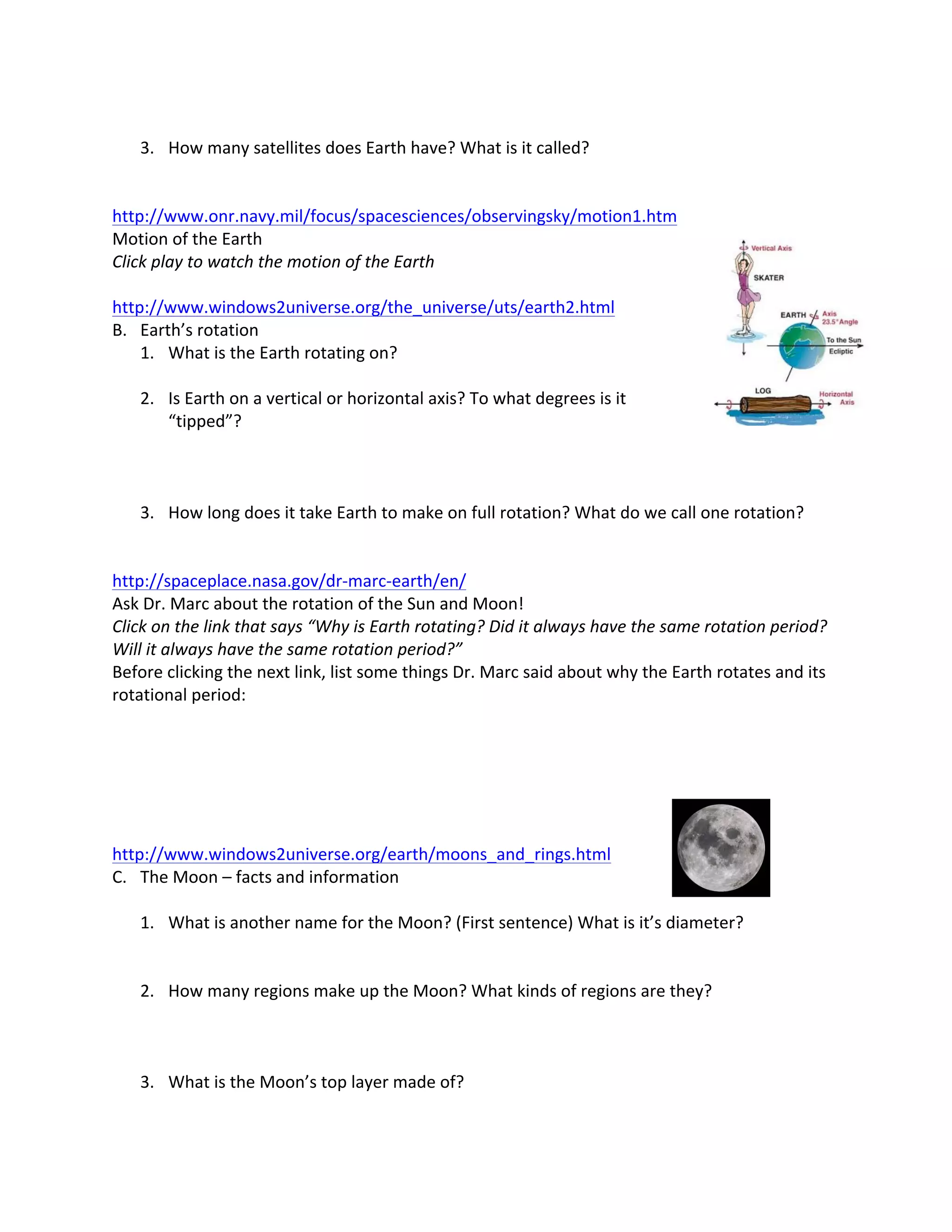 Earth and moon webquest | PDF