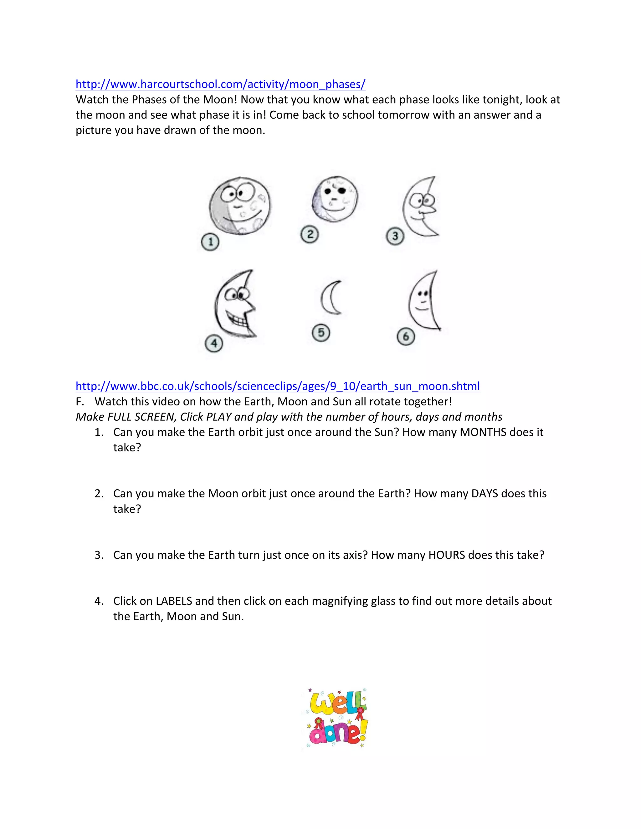 Earth and moon webquest | PDF