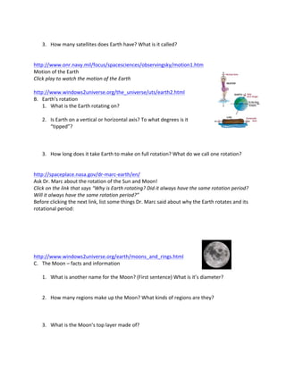 Earth and moon webquest | PDF