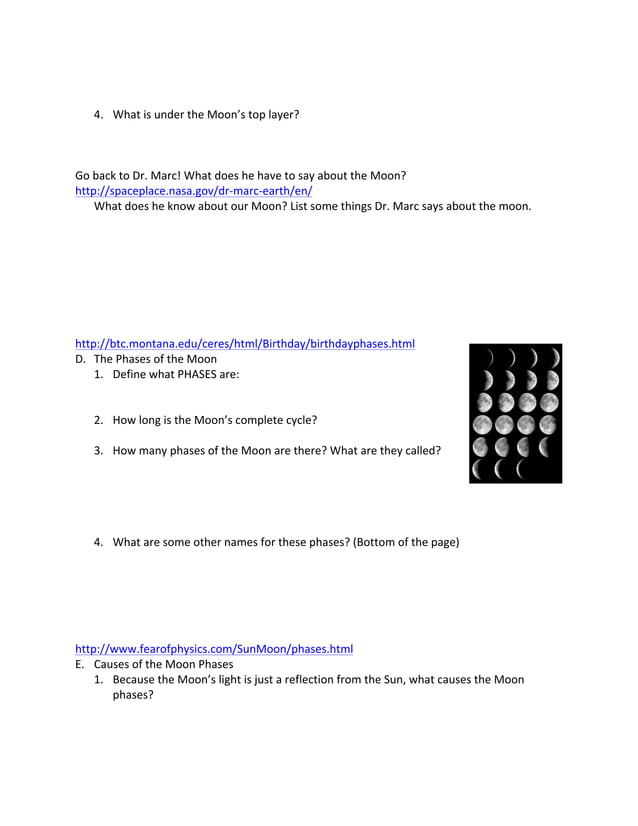 Earth and moon webquest | PDF