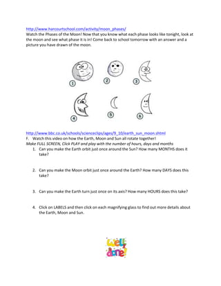 Earth and moon webquest | PDF