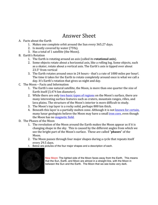 Earth and moon webquest | PDF
