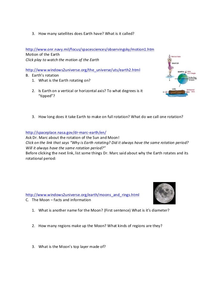 Earth and moon webquest