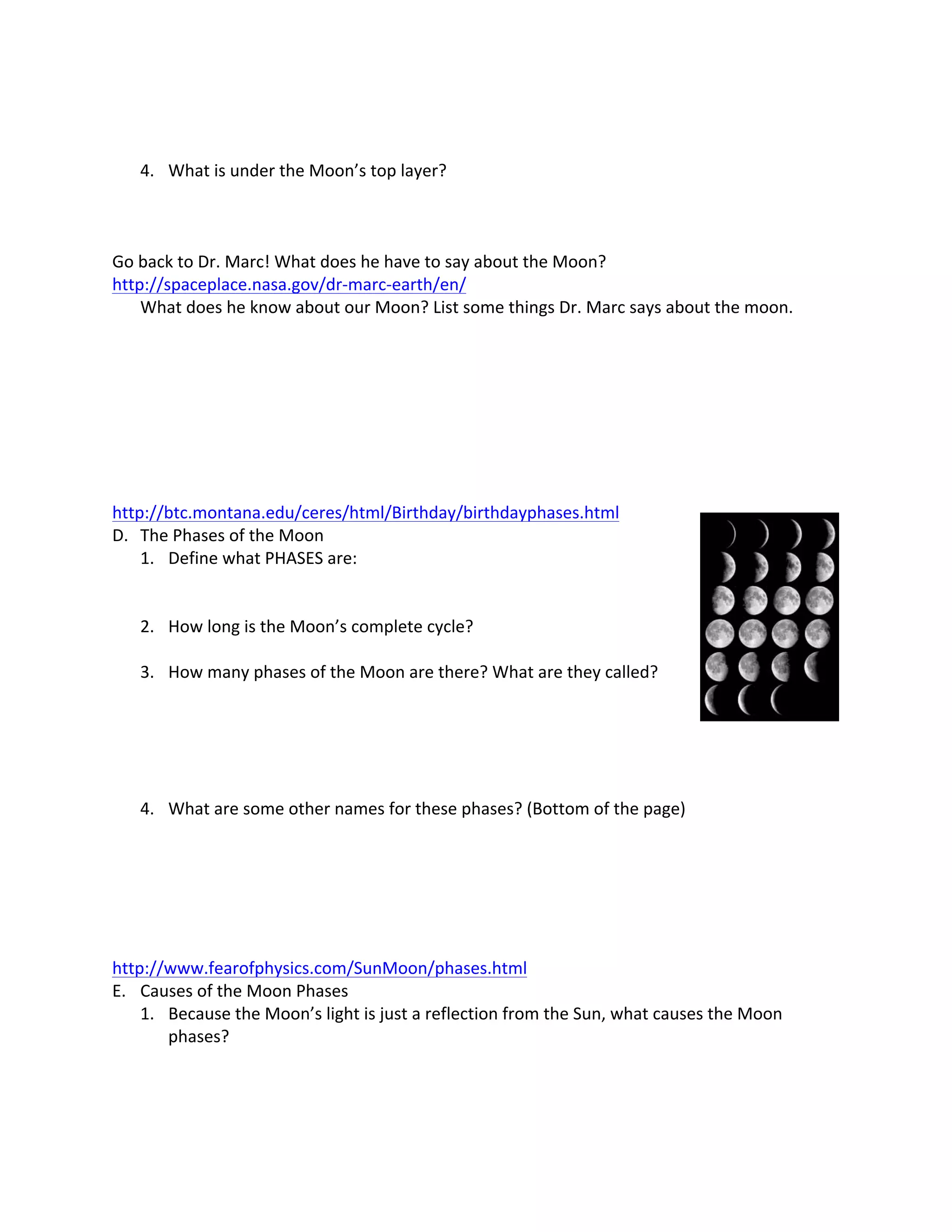 Earth and moon webquest | PDF