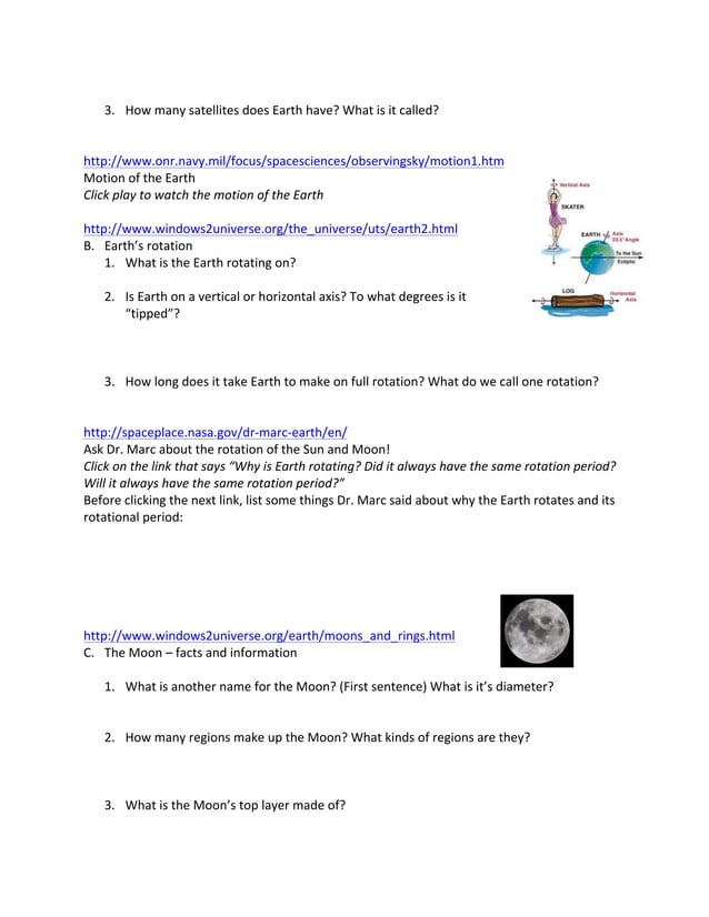 Earth and moon webquest | PDF