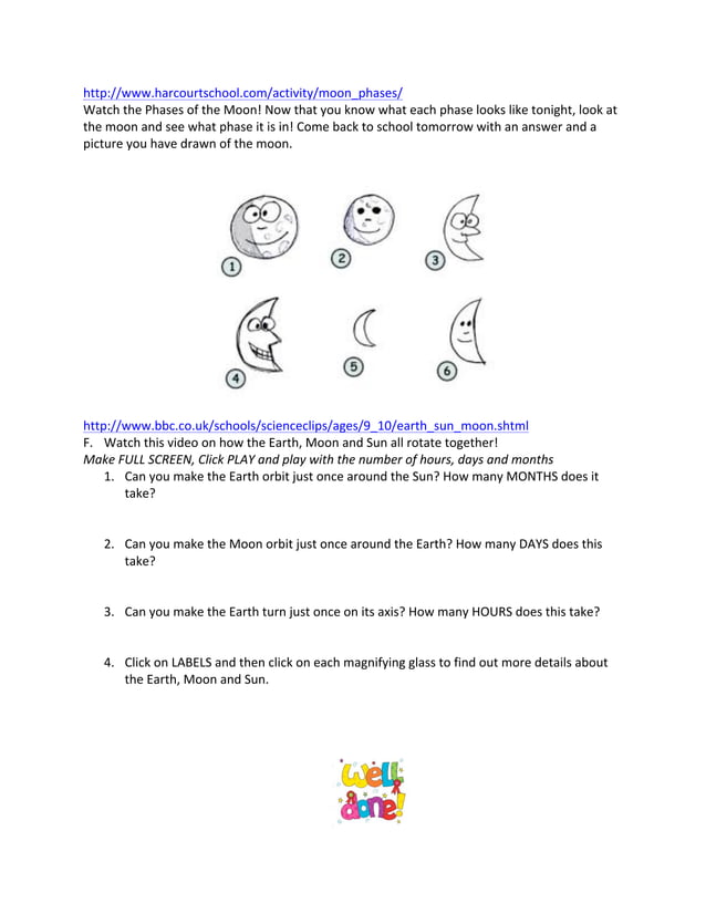 Earth and moon webquest | PDF