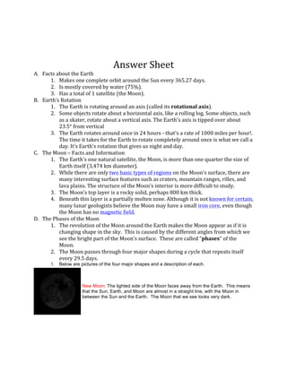 Earth and moon webquest | PDF