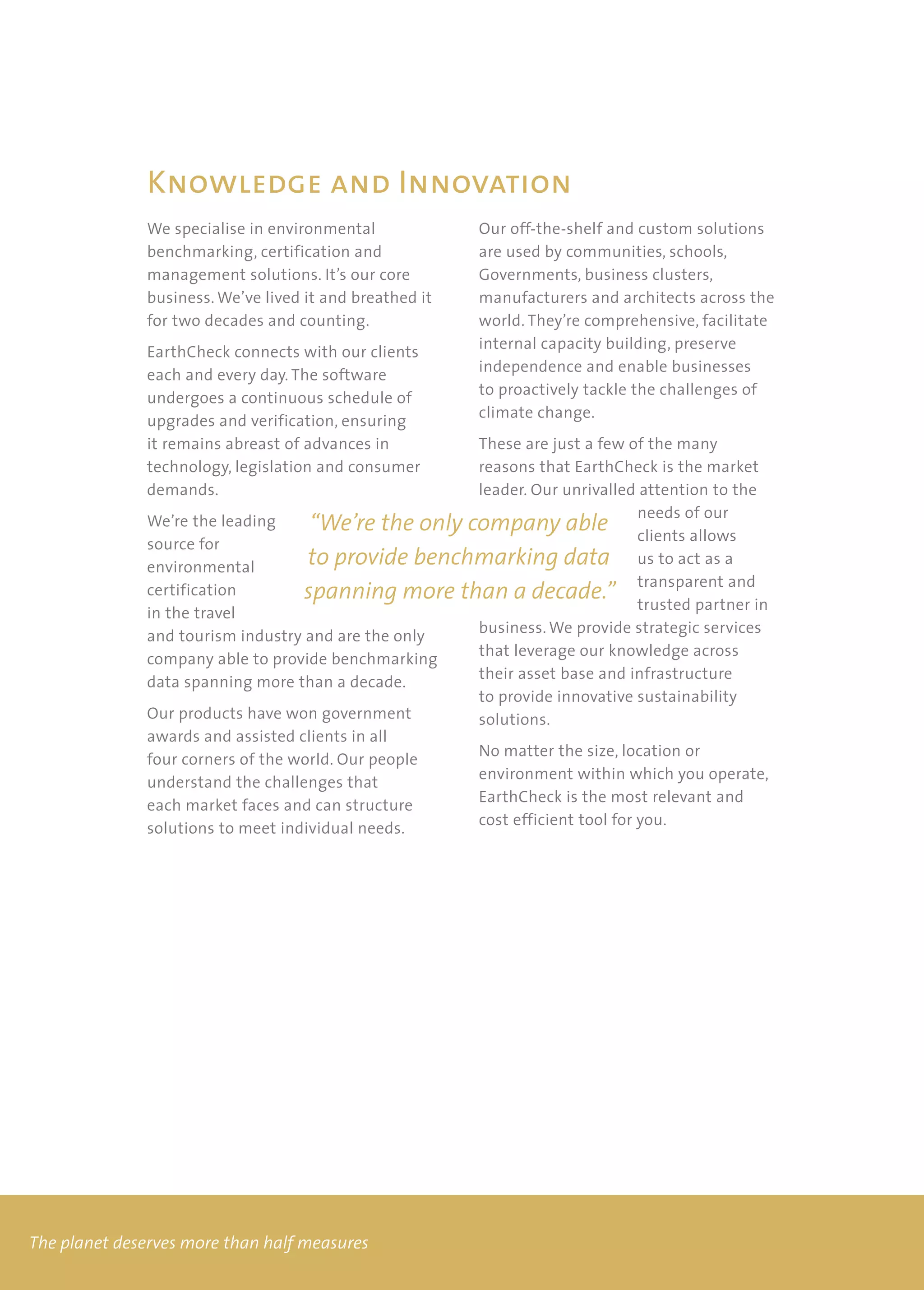 EarthCheck Program Overview | PDF