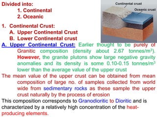 Earth Crust Presentation, Evidence through seismic study | PPTX
