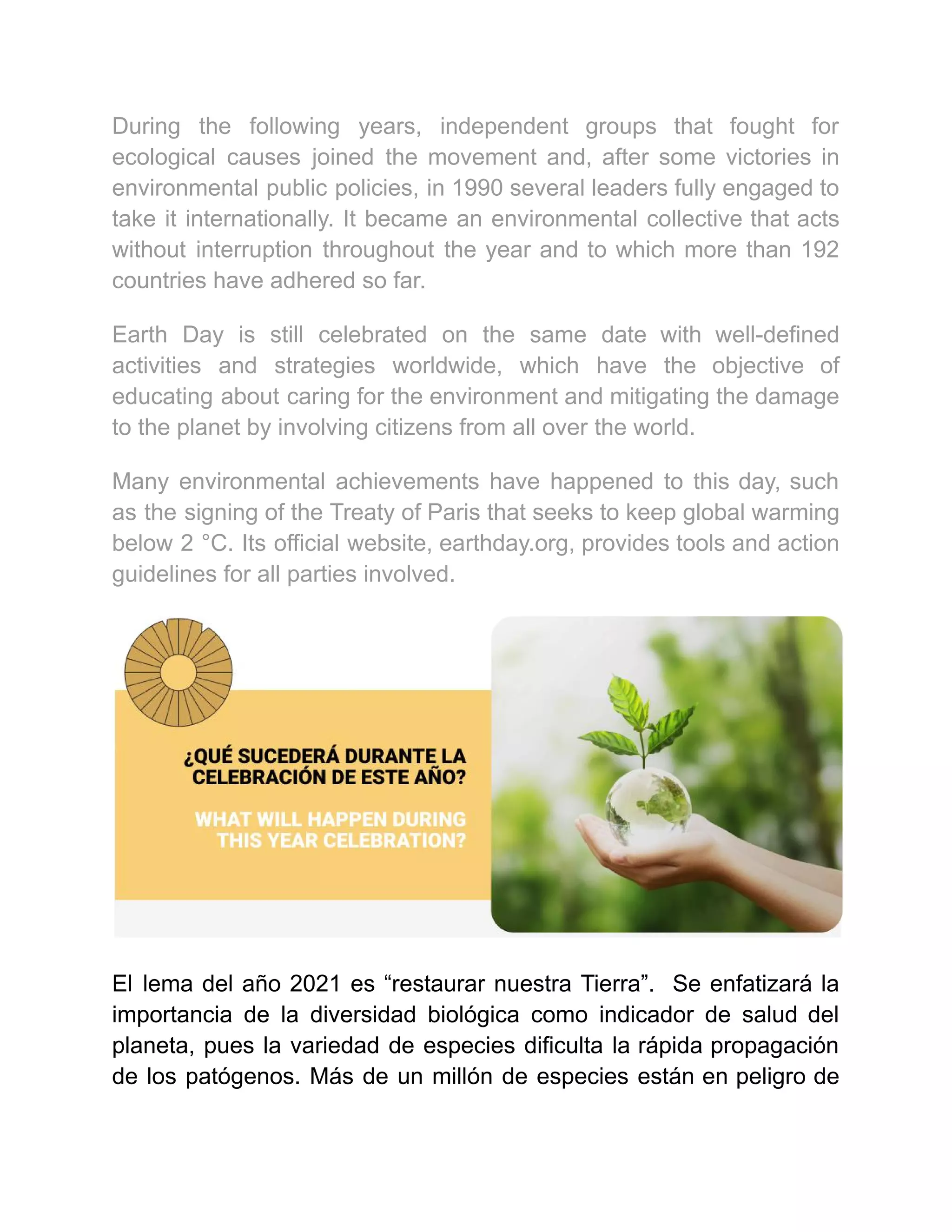 Día de la Tierra – Earth Day | PDF