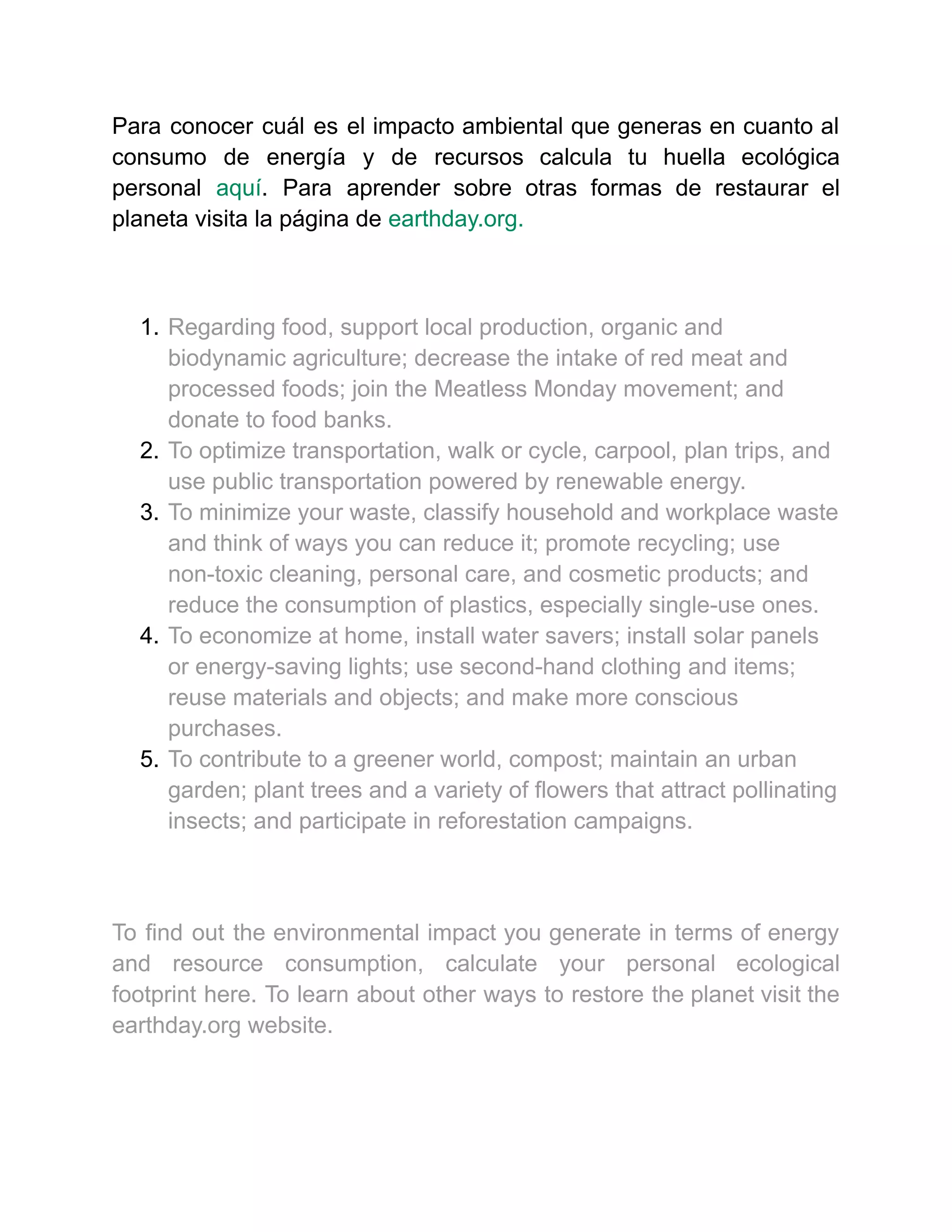 Día de la Tierra – Earth Day | PDF