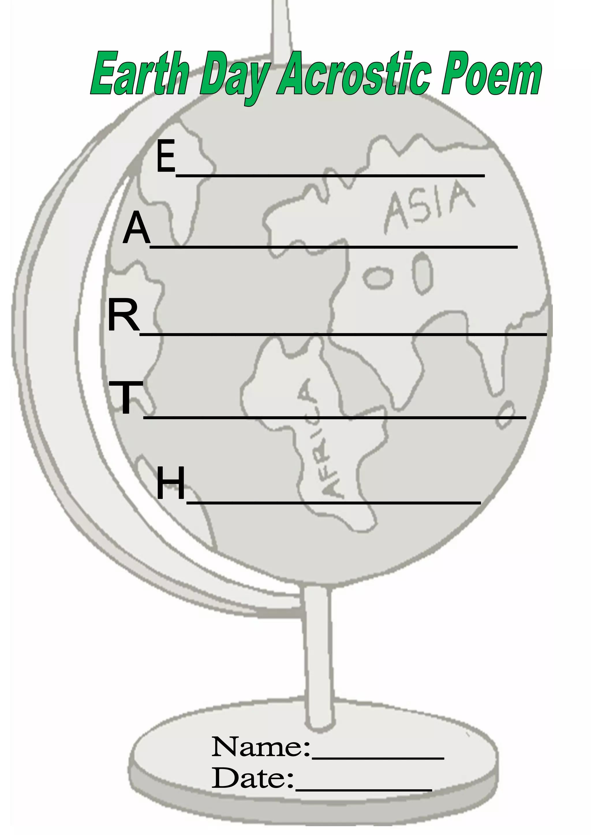 Earth day acrostic poem | PDF