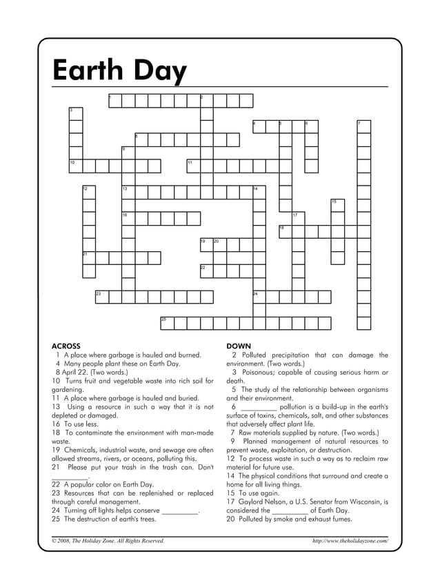 Earth day crossword | PDF