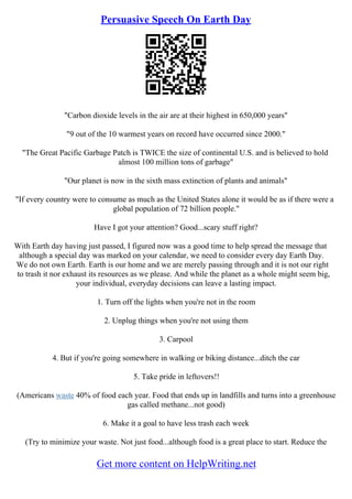 Persuade Your Friends That Earth Day Is Important Essay Deals | varsana.com