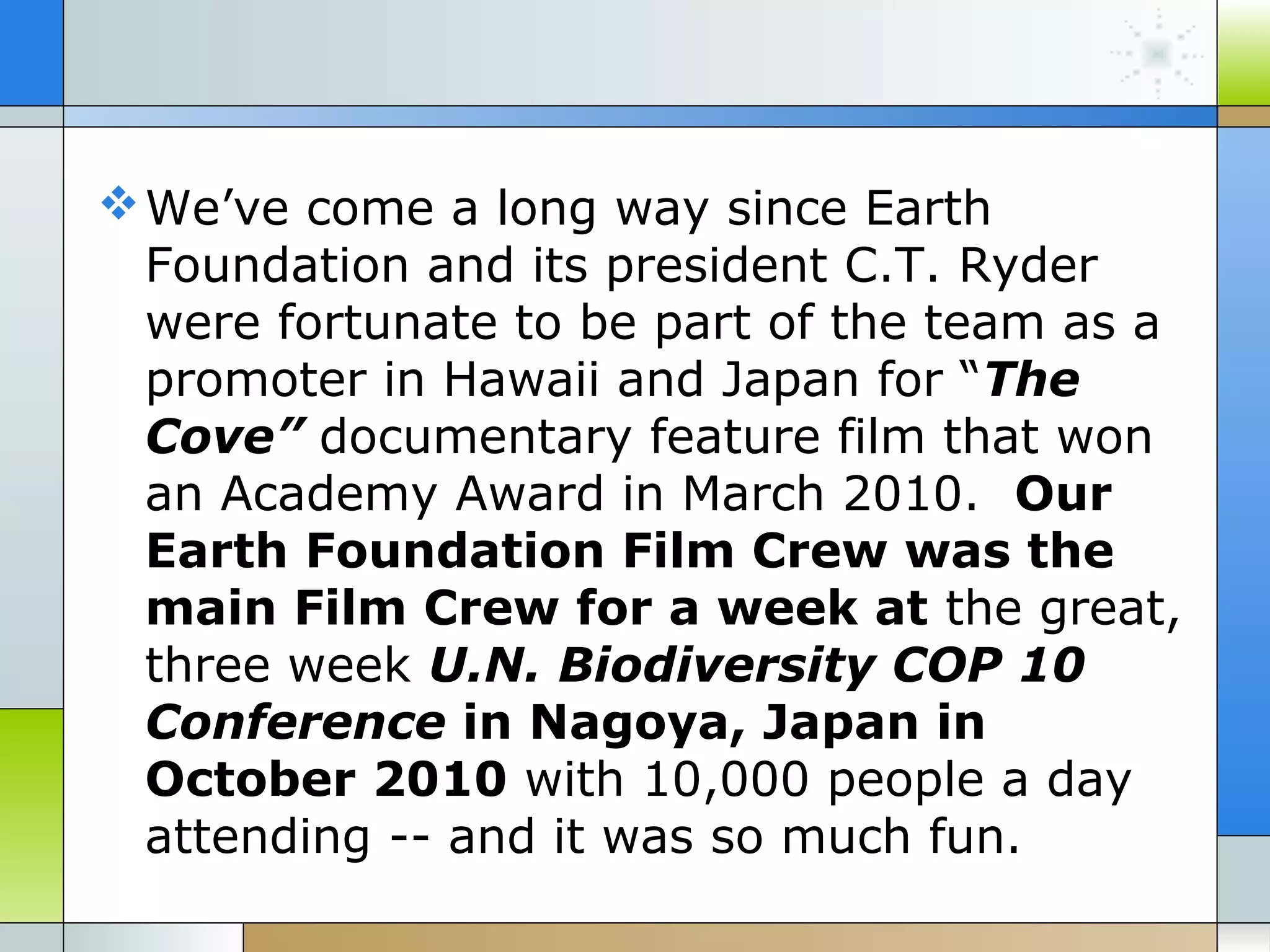 Earth foundation corey ryder | PPT | Environmental Services Industry ...