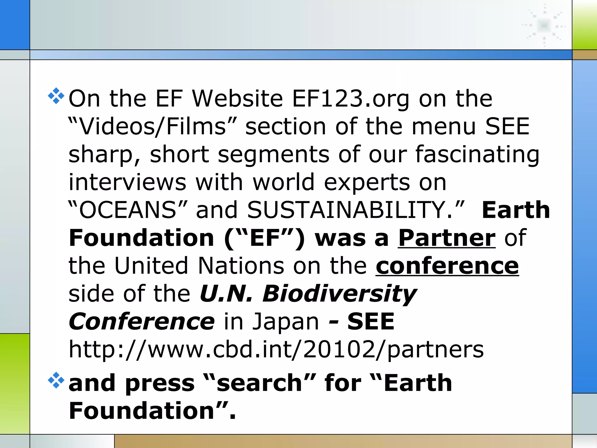 Earth foundation corey ryder | PPT