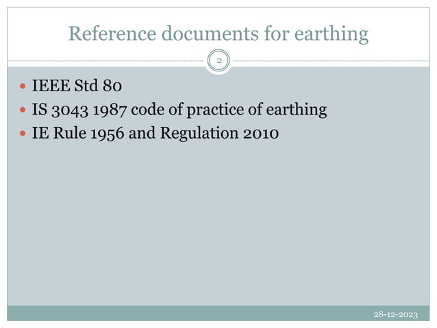 earthing -earthing req. relevent codes (1).ppt