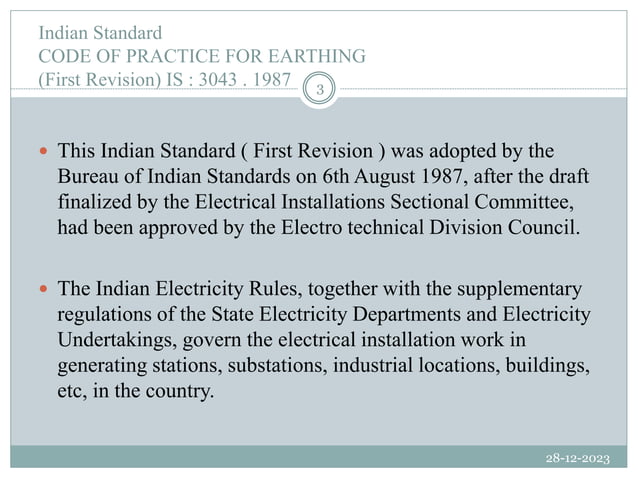 earthing -earthing req. relevent codes (1).ppt