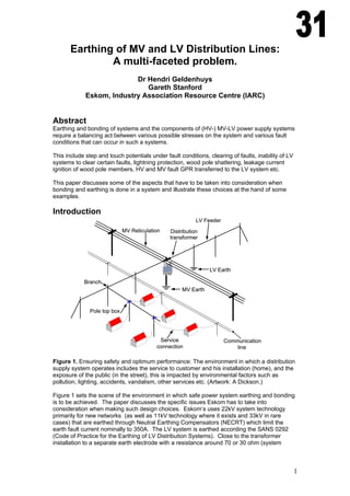 Earthing of mv and lv distribution lines | PDF