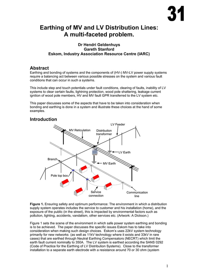Earthing of mv and lv distribution lines | PDF