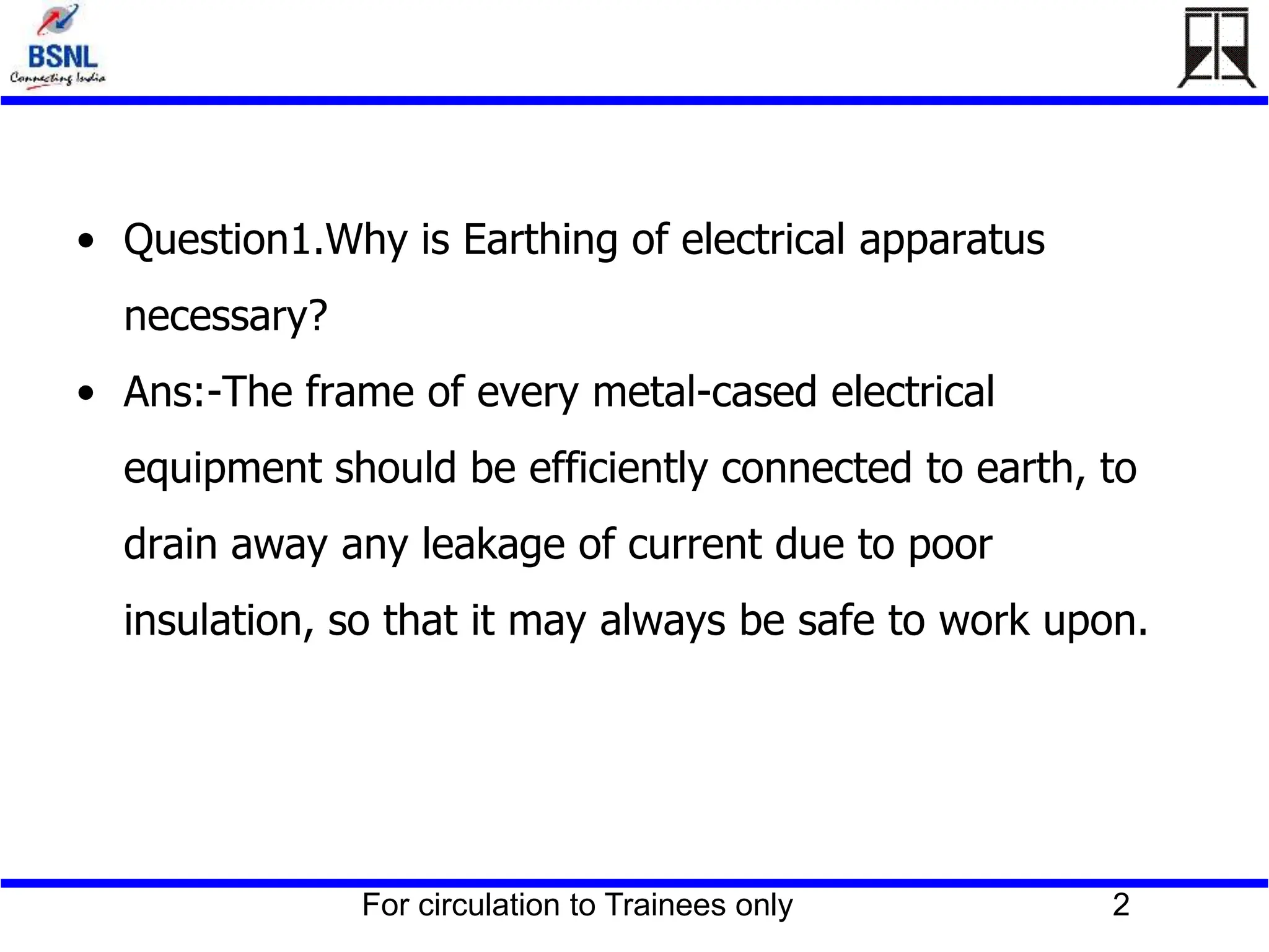 Earthing system Of telecom equipment Chapter 1 | PPT