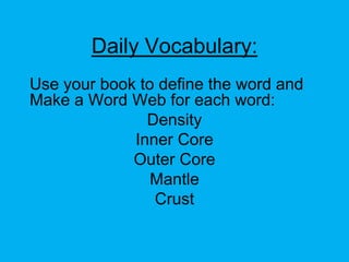 Earth Layers Density | PPTX