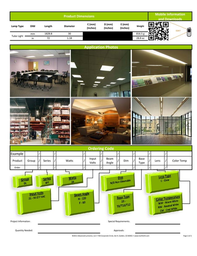 Earth led direct led 8 foot tube light cut sheet | PDF