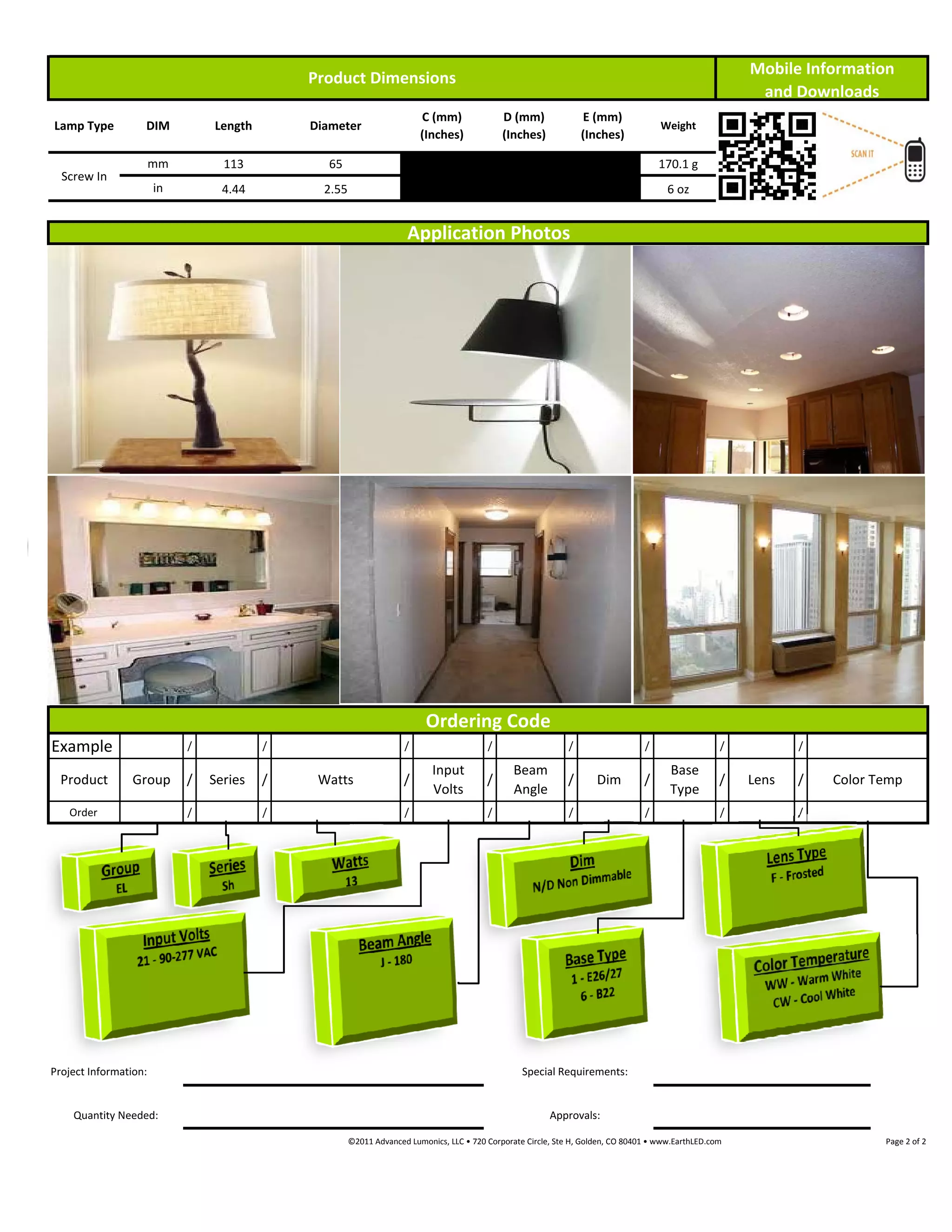 EarthLED EvoLux™ SH Lamp | PDF