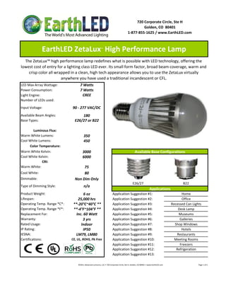 EarthLED ZetaLux Lamp | PDF