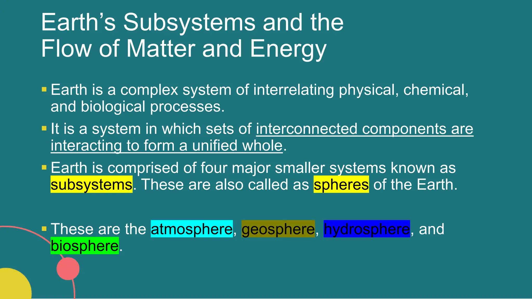 The Earth’s Four Subsystems: atmosphere, geosphere, hydrosphere, and ...