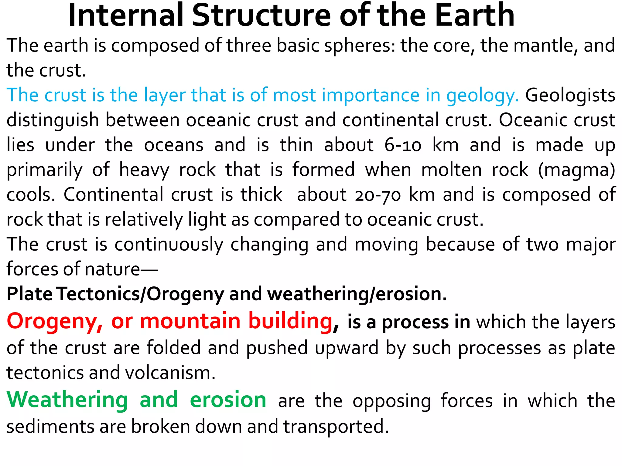 Earth materials, internel structure of the earth, composition of the ...