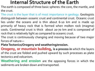 Earth materials, internel structure of the earth, composition of the ...