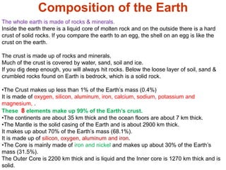 Earth materials, internel structure of the earth, composition of the ...