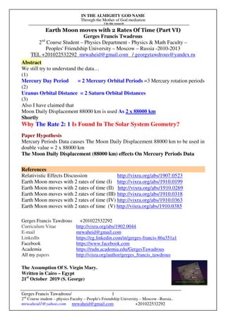 Earth Moon moves with 2 Rates Of Time (Part VI) | PDF