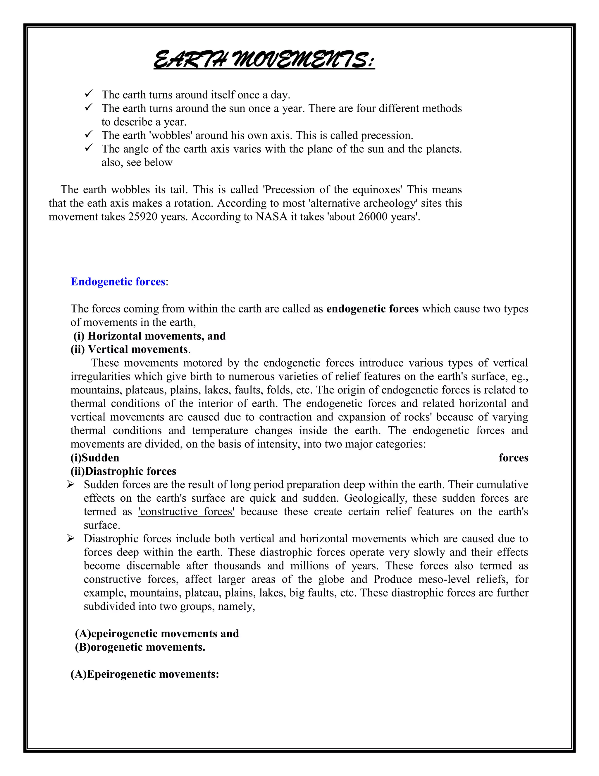 Earth movements | DOCX
